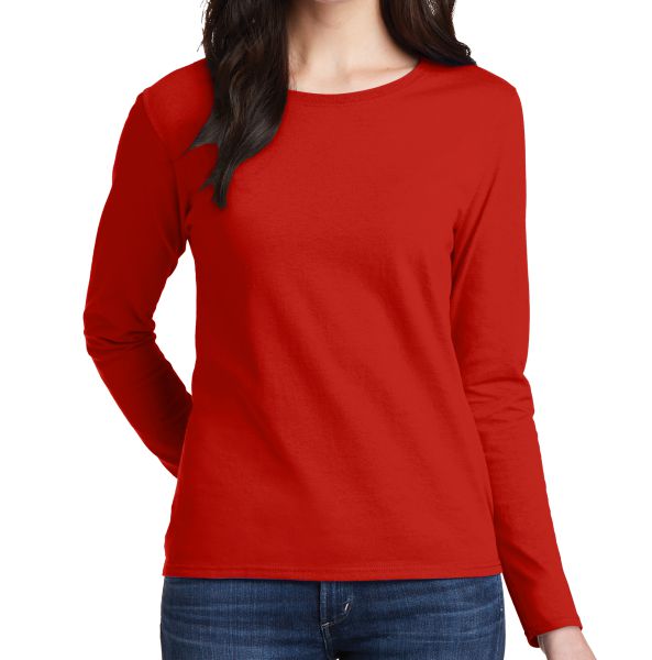 Gildan 5400L Cotton Women's Long Sleeve T-Shirt - Red - AuthenticSoccer.com
